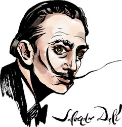Hand drawn portrait salvador dali Royalty Free Vector Image