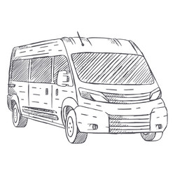 Kids school bus outline isometric 3d view grungy Vector Image