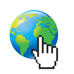 Planet y pointer cursor over white background Vector Image