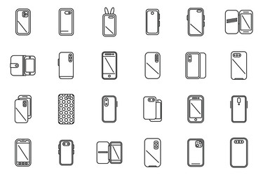 Smartphone case icons set simple cover Royalty Free Vector