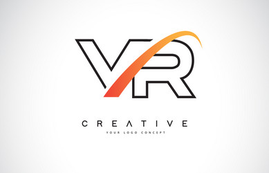 Vr letter design with brush stroke and modern 3d Vector Image