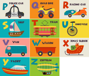 Transport alphabets Royalty Free Vector Image - VectorStock