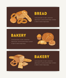 Bakery fresh bread sketch banners Royalty Free Vector Image