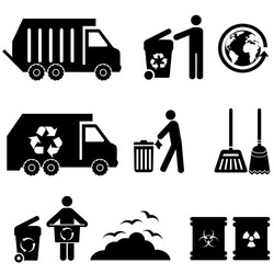 Trash recycle garbage waste icons Royalty Free Vector Image