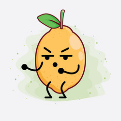 Sour pucker face lemon cartoon character Vector Image