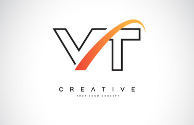 Vt v t logo design with black and white creative Vector Image