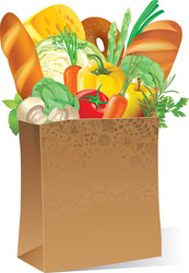 Paper template with steak and vegetables Vector Image