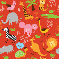 Seamless pattern with cute animals Royalty Free Vector Image
