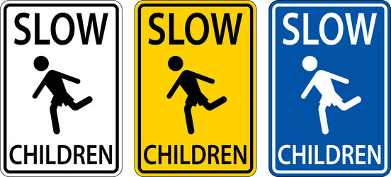 Slow children crossing sign on white background Vector Image