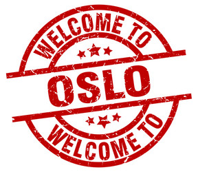 Welcome to oslo red round vintage stamp Royalty Free Vector