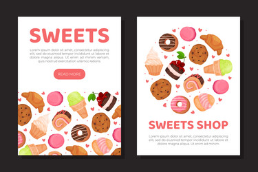Sweet shop banner template delicious sweets Vector Image