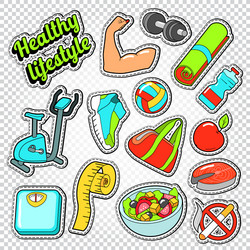 Healthy lifestyle sport doodle with gym Royalty Free Vector