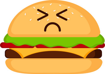 Isolated crying burger emote Royalty Free Vector Image