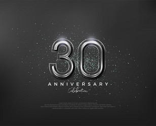 Silver metallic number 30th luxurious and elegant Vector Image