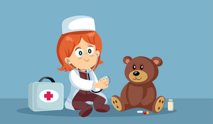Cartoon doctor teddy bear with stethoscope Vector Image