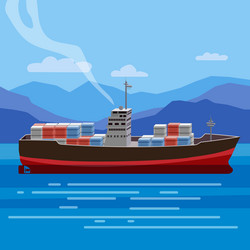 Shipwreck of cargo ship in ocean vessel going Vector Image