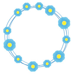 Blue flower circle frame on white background Vector Image