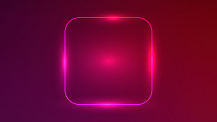Neon rounded square frame with shining effects Vector Image