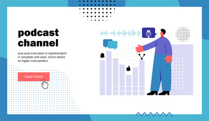 Podcast streaming concept with character Vector Image