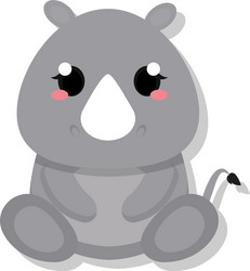 Isolated cute baby rhino Royalty Free Vector Image