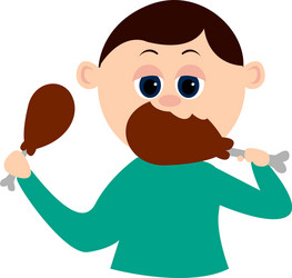 Man eating sandwich on white background Royalty Free Vector