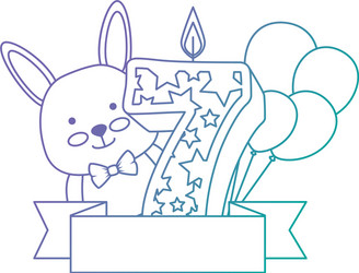 Cute number seven with rabbit and balloons Vector Image