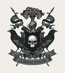 Dark evil heraldic raven Royalty Free Vector Image