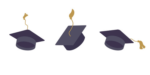 Set of graduation square hat education cap Vector Image