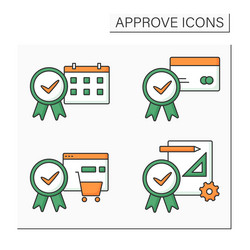 Approve color icons set Royalty Free Vector Image
