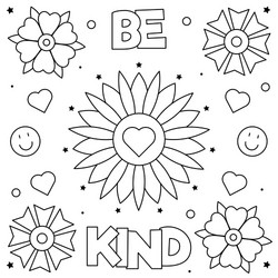 Be kind coloring page black and white Royalty Free Vector