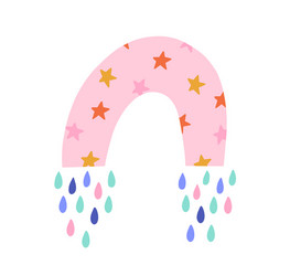 Cute funny rainbow magic cloud and stars isolated Vector Image