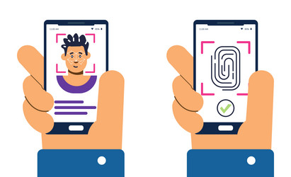 Smartphone scans face Royalty Free Vector Image