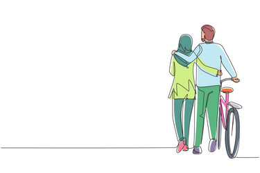 Continuous one line drawing back view people Vector Image