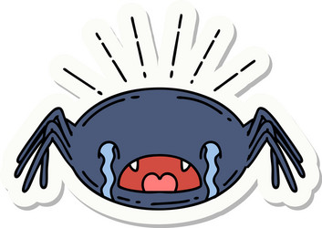 Sticker tattoo style crying spider Royalty Free Vector Image