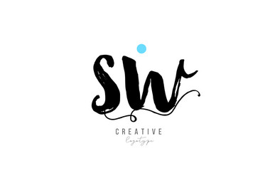 Red white alphabet letter sw s w combination Vector Image