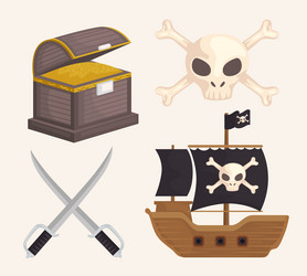 Treasure pirates icons Royalty Free Vector Image