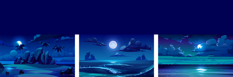 Tropical landscape with sea bay at night Vector Image