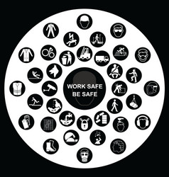 Circular health and safety icon collection Vector Image