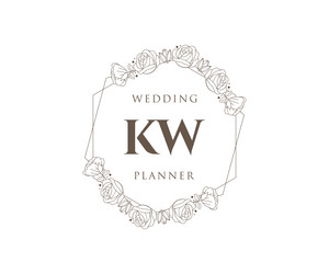 Kw initials letter wedding monogram logos Vector Image