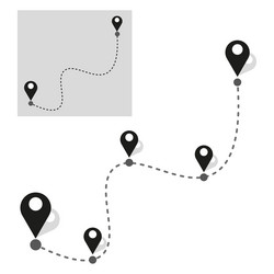 Path pin in doodle style travel route wind rose Vector Image