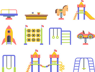 Kids playground flat style set of design elements Vector Image