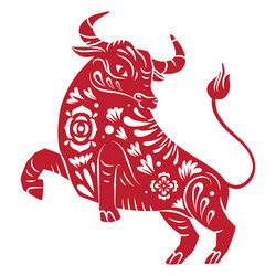 Bull chinese new year papercut Royalty Free Vector Image