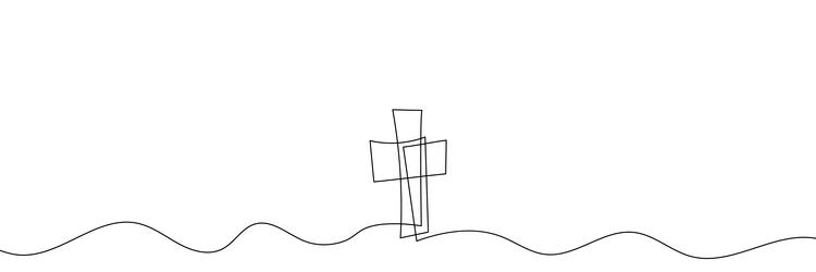 Continuous line drawing of christian cross Vector Image