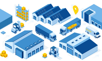 Truck in the warehouse distribution center Vector Image