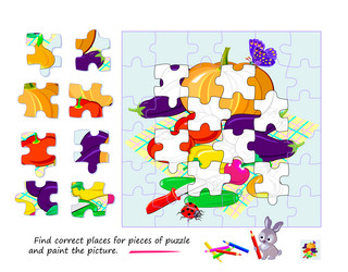 Find missing piece - puzzle game for children Vector Image