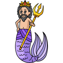 Merman king colored cartoon Royalty Free Vector Image