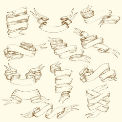 Vintage banner scroll ribbon sketch retro Vector Image