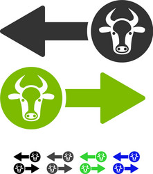 Cow exchange arrows flat icon Royalty Free Vector Image
