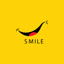 Smile logo in yellow background Royalty Free Vector Image