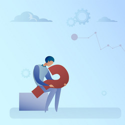 Business man carry question mark ponder problem Vector Image